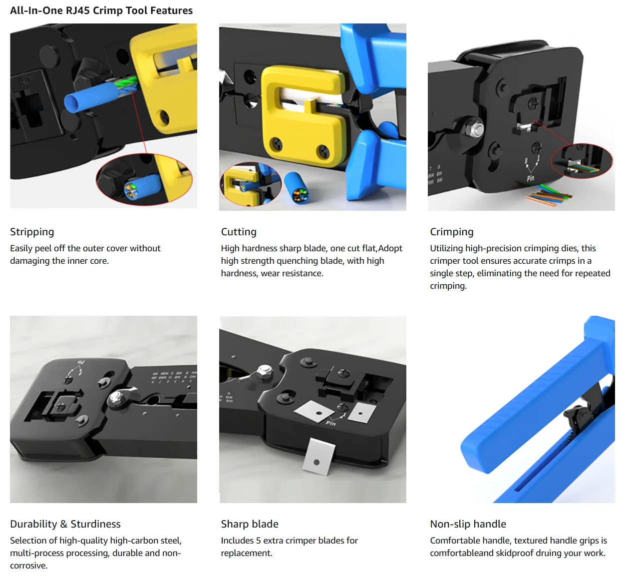 Professional Network Tool Pass Through Cat5 Cat5e Cat6 Rj45 Crimping ...