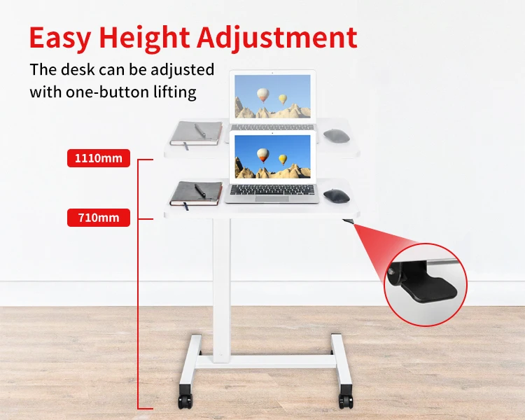 Adjustable Overbed Table Pneumatic with Wheels for Hospital Medical ...
