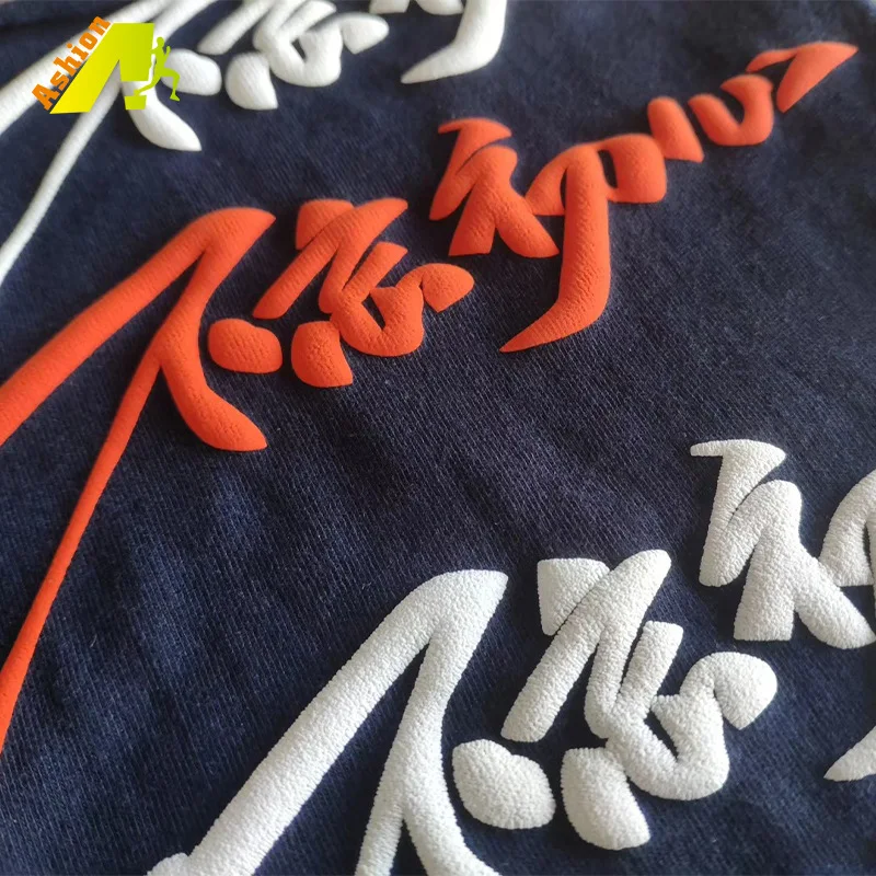 Custom 3D Puff Printing 100% Cotton Casual Short Sleeve Men Top Plain ...