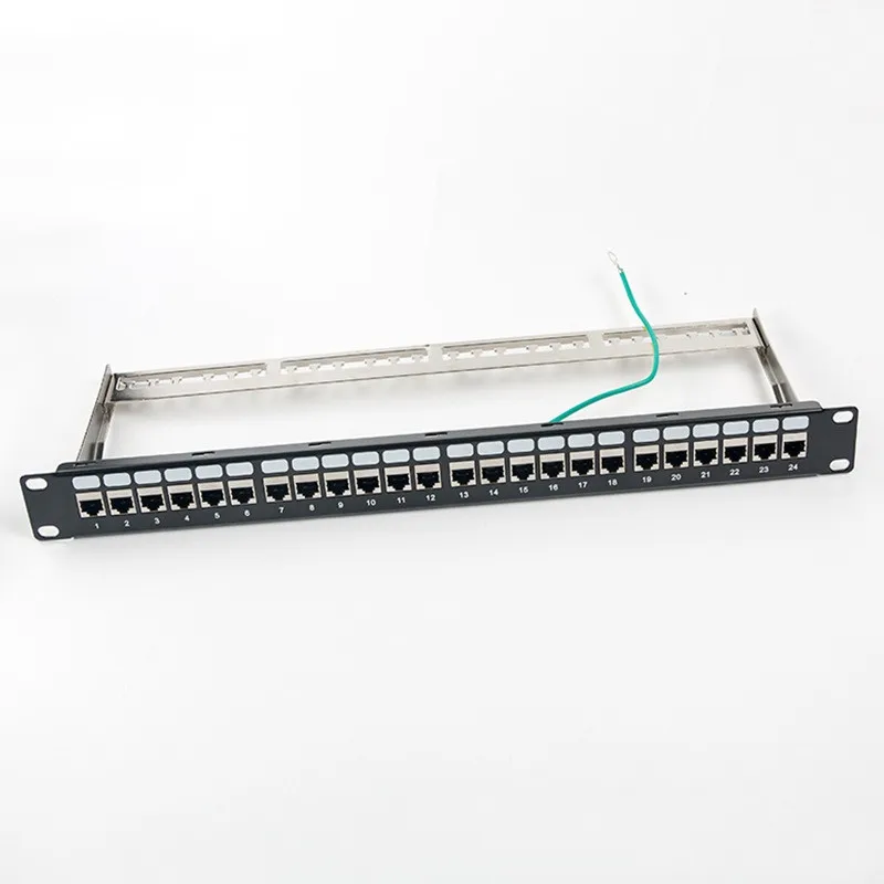 Patch Panel 24 Port Cat6A Cat7 Cat8 STP 19-Inch with Removable Back Bar ...