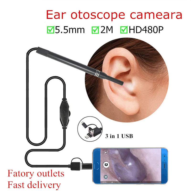 Visual Earwax Cleaning Tool Camera Otoscope Ear End Oscopes - Buy ...