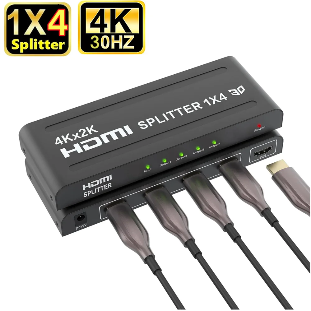 4K HDMI Splitter 1 in 4 Out 1X4 4 Port video audio HDMI Splitters ...