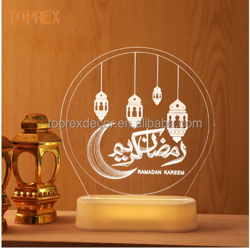 Islamic Led Lighting Acrylic Night Light With Color Chan For Islamic ...
