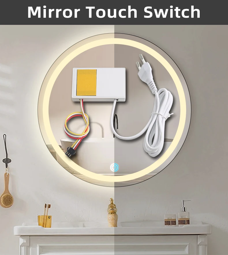 Manufacturing Smart Bathroom Mirror Led Dimmable Switch With Power ...