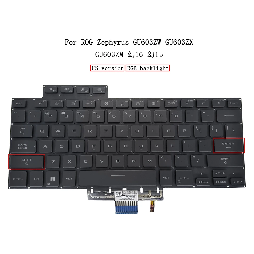 US English RGB Backlit Laptop Keyboard for Asus Zephyrus