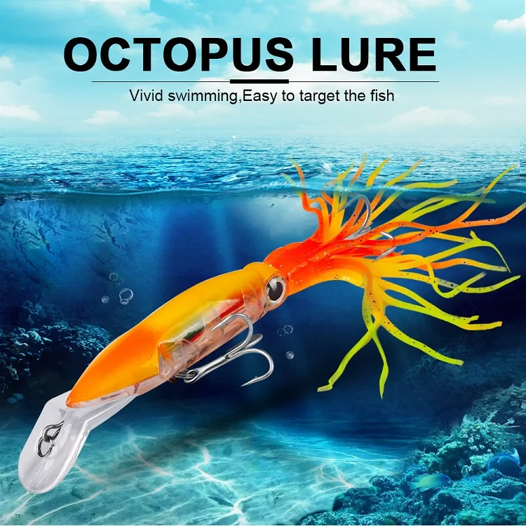 Top Seller Plastic Octopus Lure 14cm 40g With Skirts Squid Hook ...