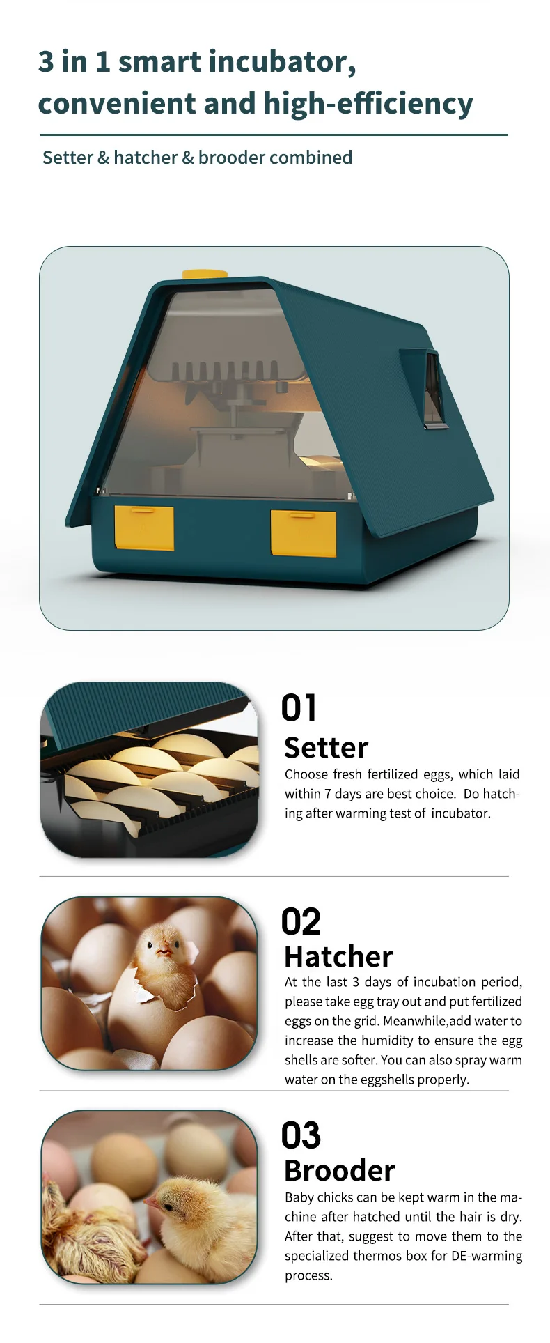 Hhd Smart 10 Eggs Incubator Little House Home Use Hatching Machine With ...