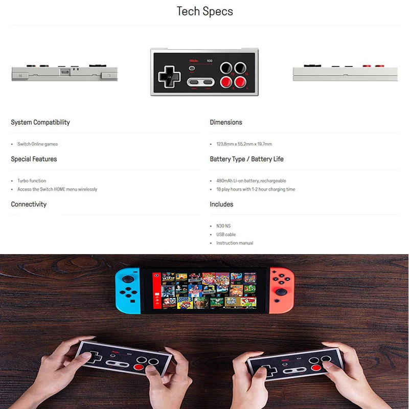 8bitdo N30 Wireless Controller For Nintendo Switch Gamepad For Ns Joystick - Buy 8bitdo N30 ...