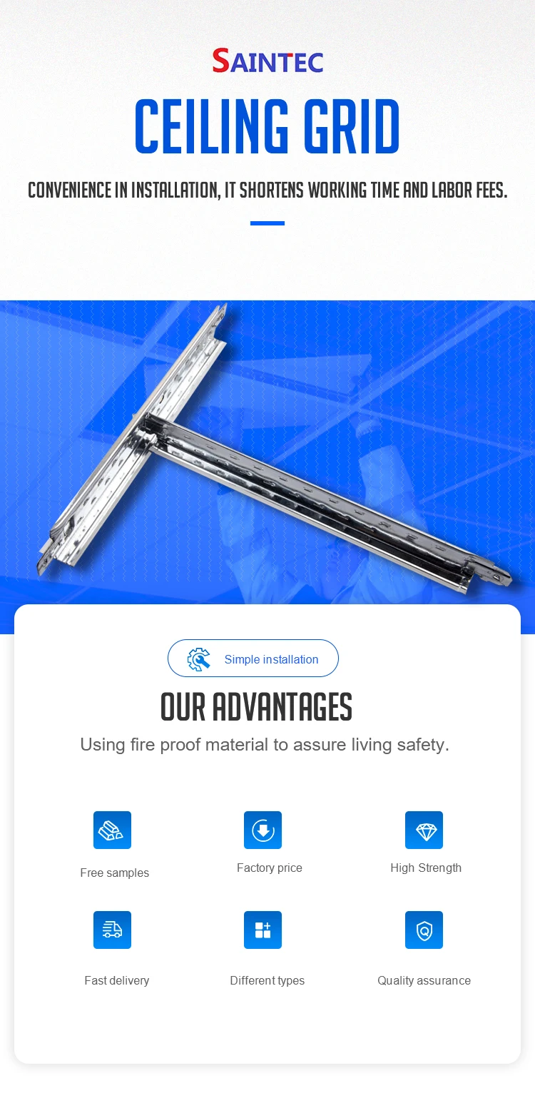 Galvanized Ceiling T-grid For Plasterboard Partition/gypsum Board ...