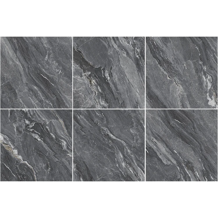 Luxury House 60x60 Glazed Glossy Marble Dark Grey Tiles