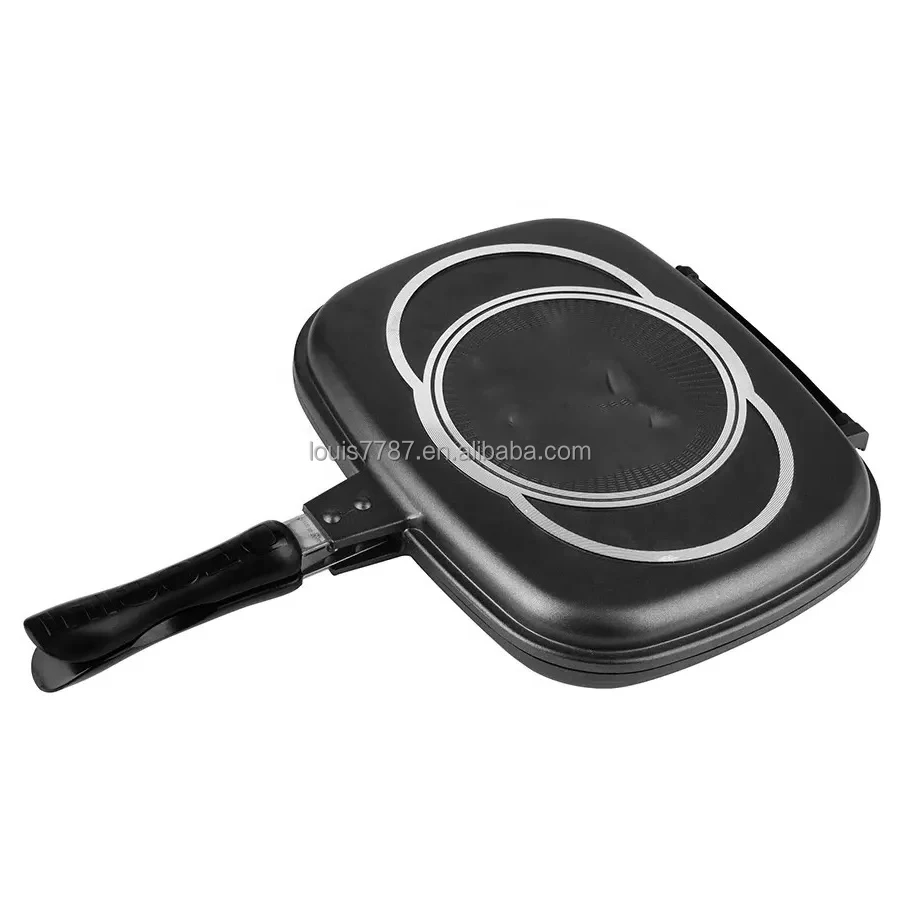 Aluminum Double Sided Grill Pancake Pan Folding Pan Nonstick Skillet ...