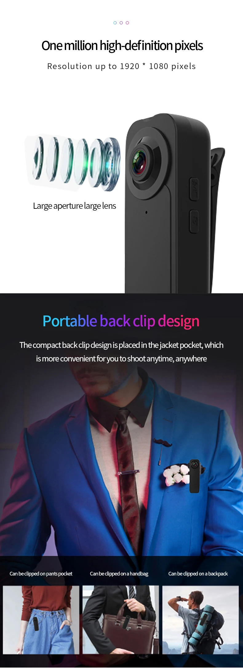 A18 Mini Camera - HD 1080P Pen Pocket Cam with Night Vision