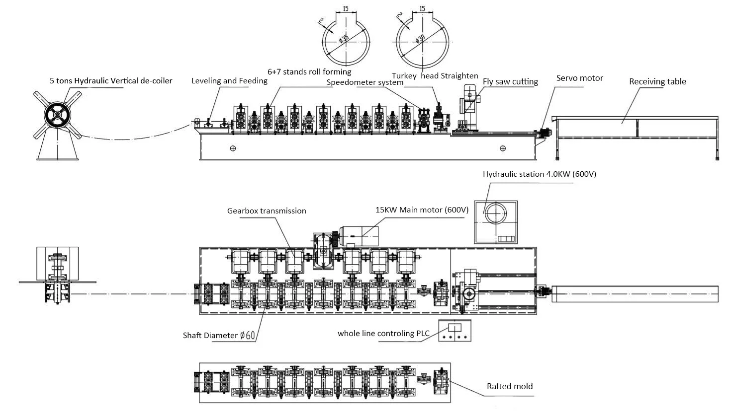 35/39mm Diameter Pipe Rollformer Friction Bolts Roll Forming Machine ...