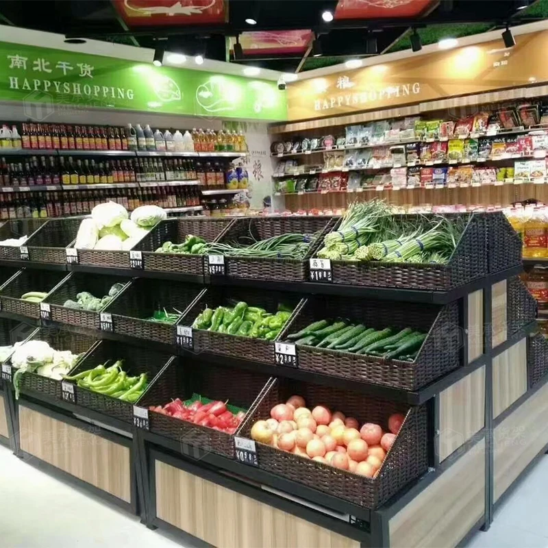 Meicheng Supermarket Wooden Shelves Retail Store Fruit Display Stand ...