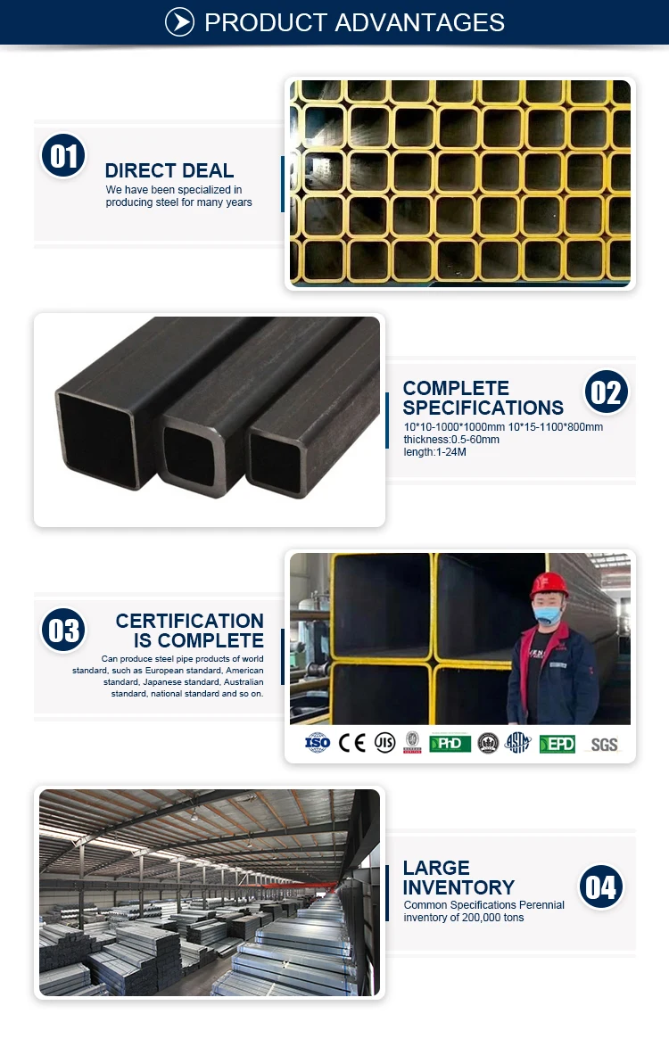 Astm Steel Profile Ms Square Tube Carbon Square Steel Pipe Welded Pipe ...