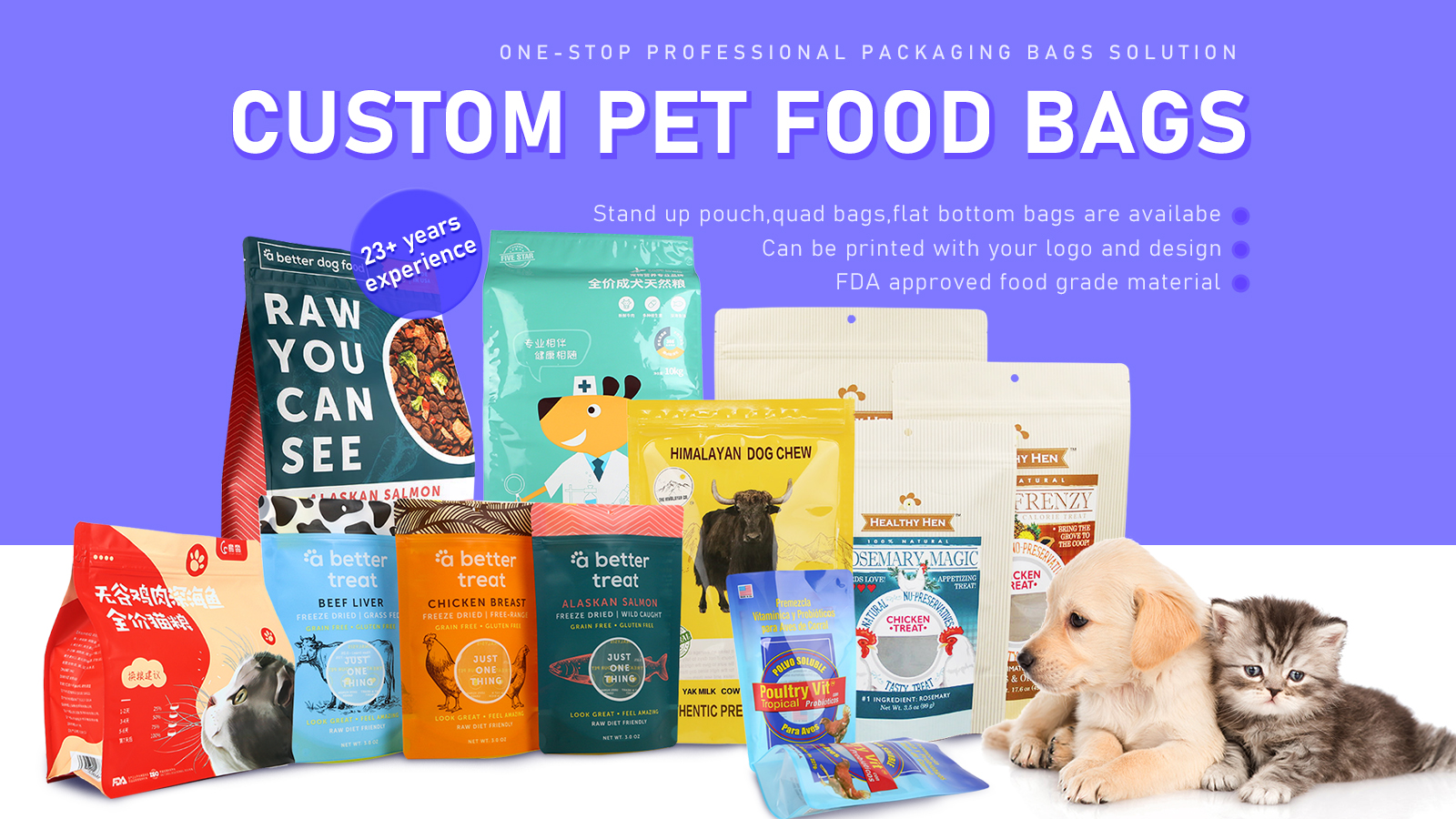 Custom Printed Pet Food Plastic Dog Treat Packaging OEM Dog Feed Bag ...