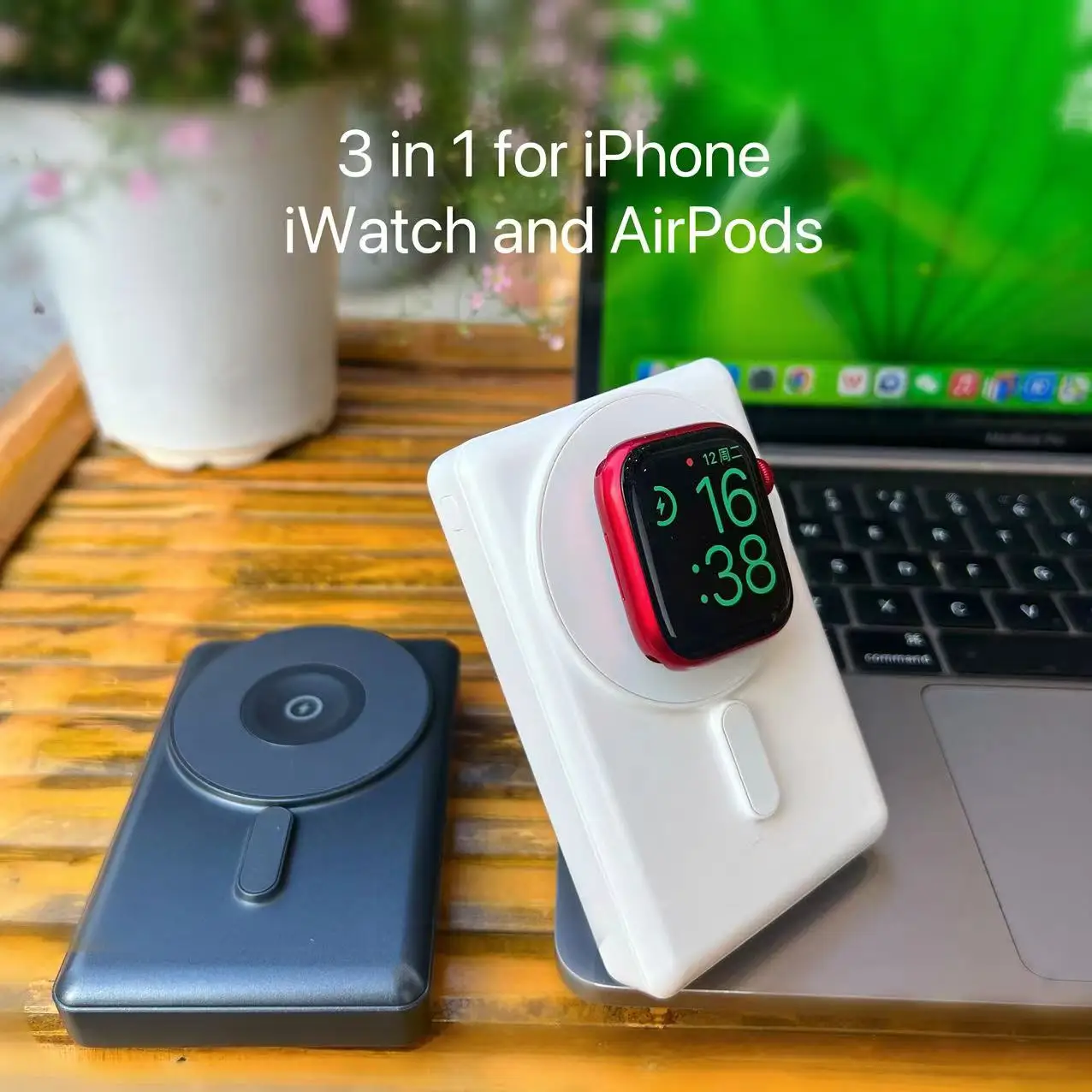 3 in 1 Wireless Magnetic Power Bank for IPhone,iWatch and Airpods ...