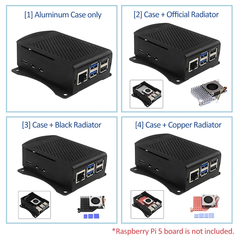 Raspberry Pi 5 Aluminum Alloy Shell Metal Case Optional Aluminum ...