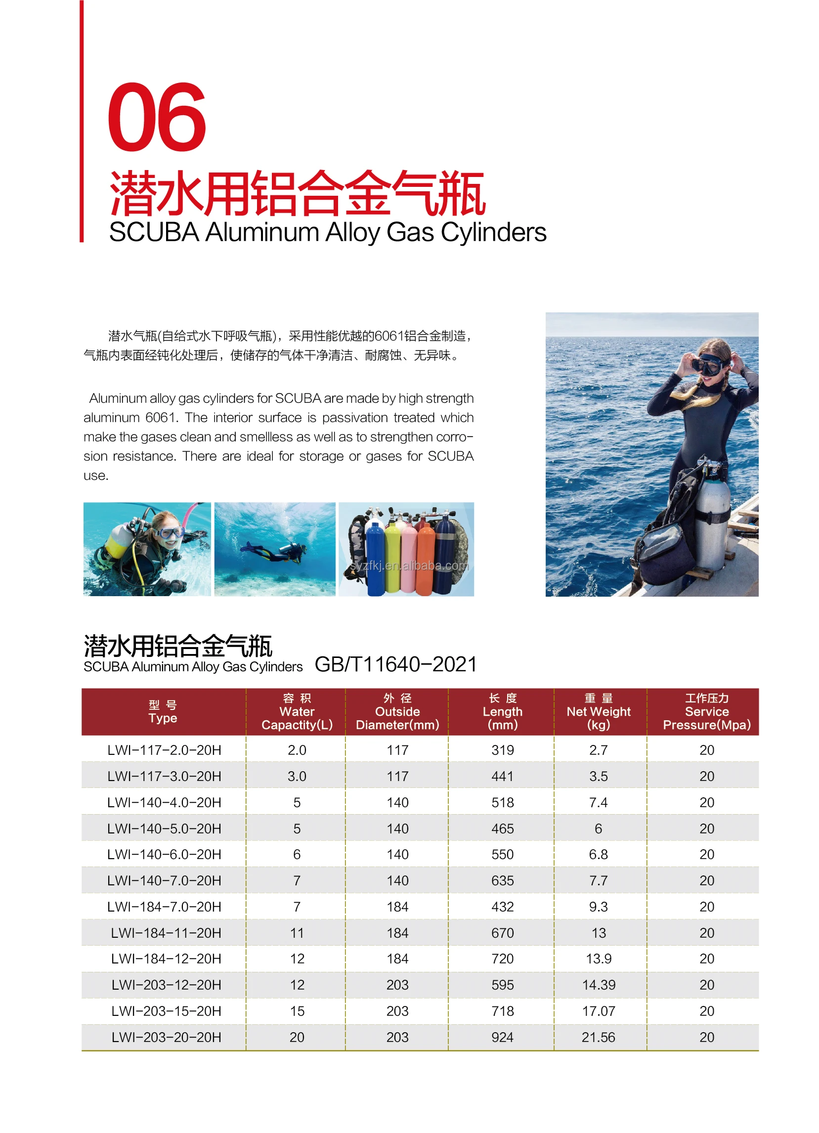 KJ Factory Direct Sell ISO 7866 Diving Scuba Aluminum Tanks
