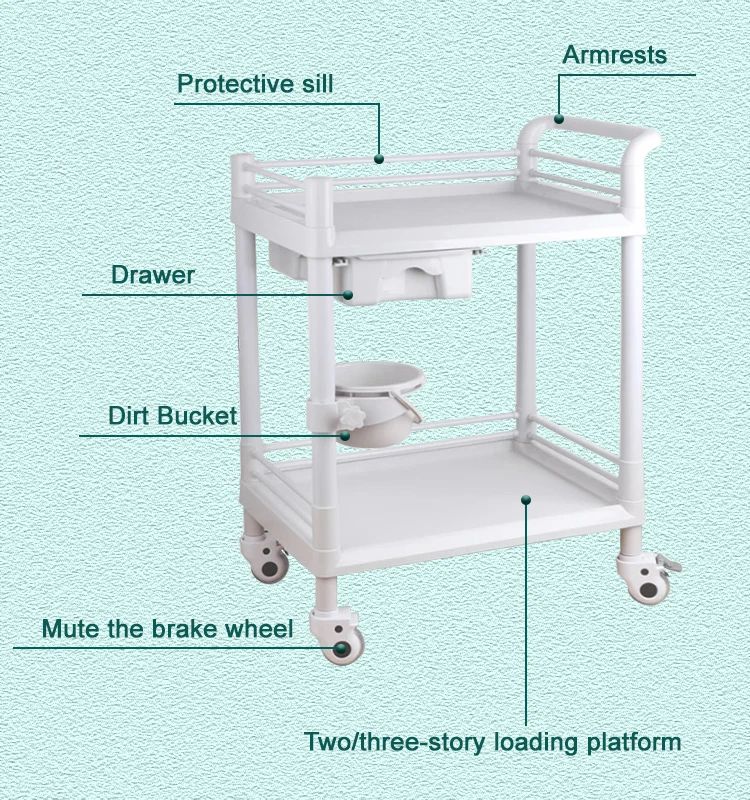 Abs Medical Cart With Wheels Medical Emergency Surgical Instrument ...