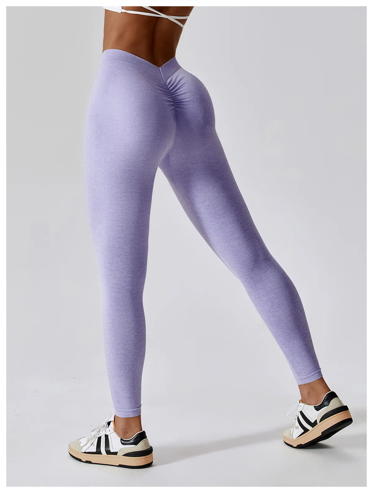 Custom Label Elastic Breathable Fitness V-back Yoga Pants High Waist ...