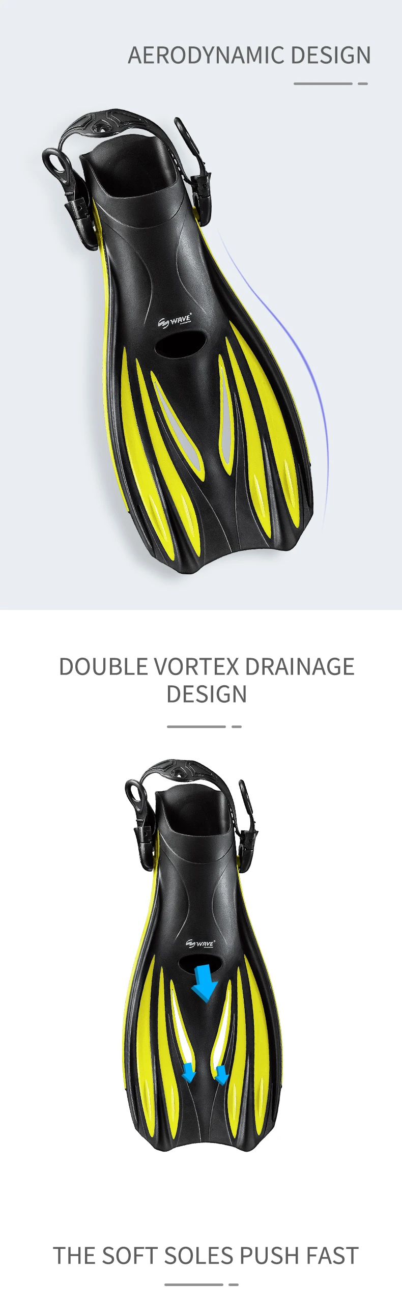 WAVE Snorkel Fins - Adjustable, High-Quality Swimming Flippers