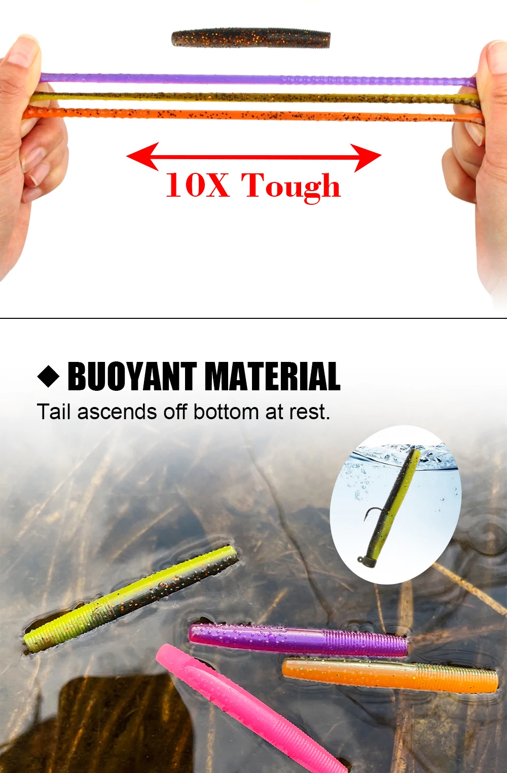 Spinpoler Fat Worm Senko Finesse Tpr Ned Worm Rig 2.75" Stickbait Soft ...