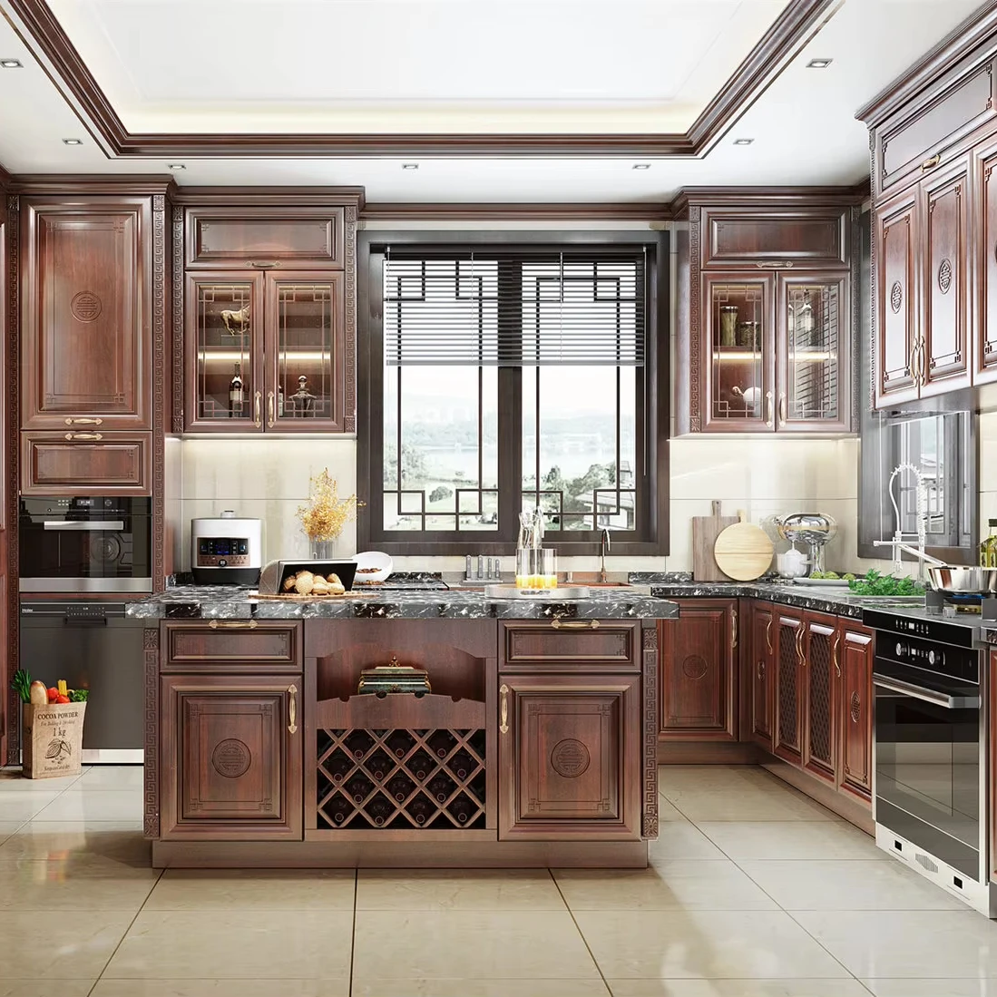 Guangzhou Modular Solid Wood Kitchen Cabinets Wooden Furniture Kitchen ...