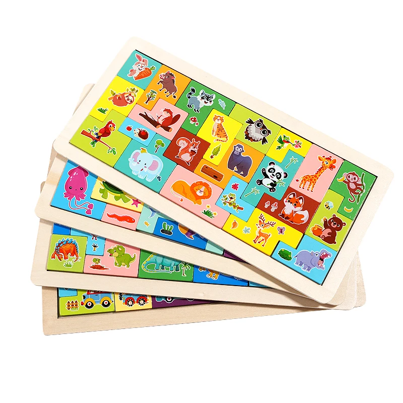 Wooden 3D Jigsaw Boards Tangram Puzzles Children Educational Puzzle ...