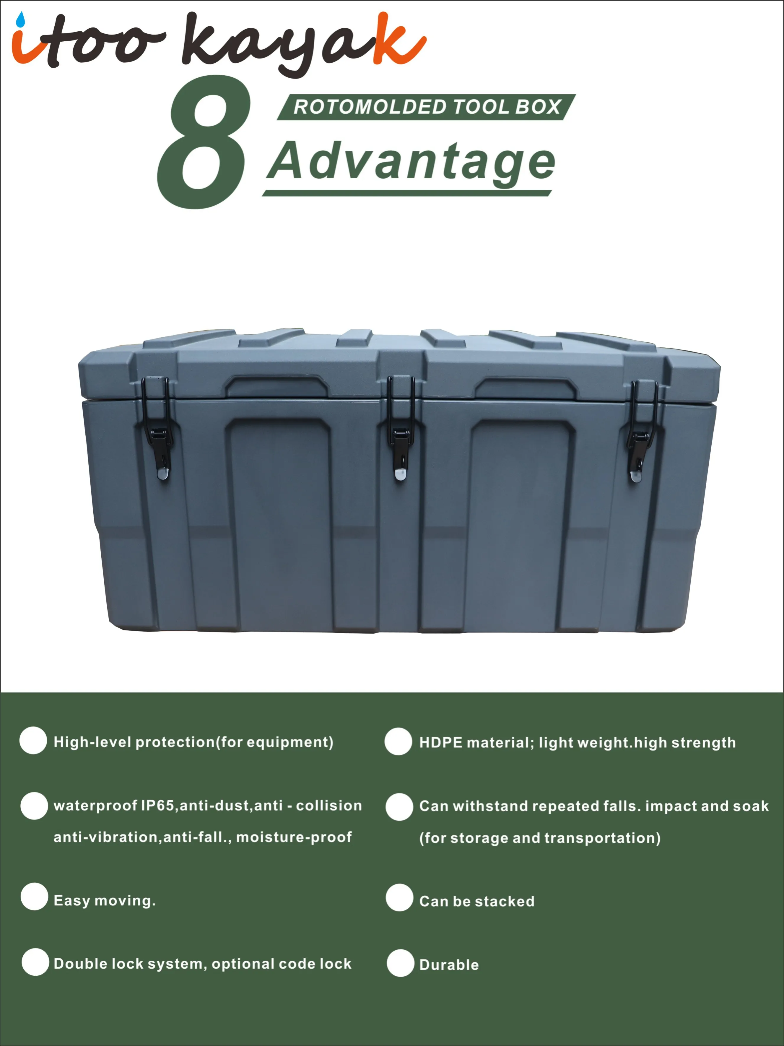 50l Large Hard Plastic Case Rotomolded Box Transit Hardware Tool Box ...