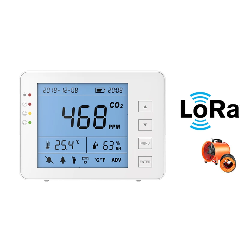Lora Co2 Controller & Monitor For Lora Wireless Air Quality Co2 Meter With Temperature Humidity ...