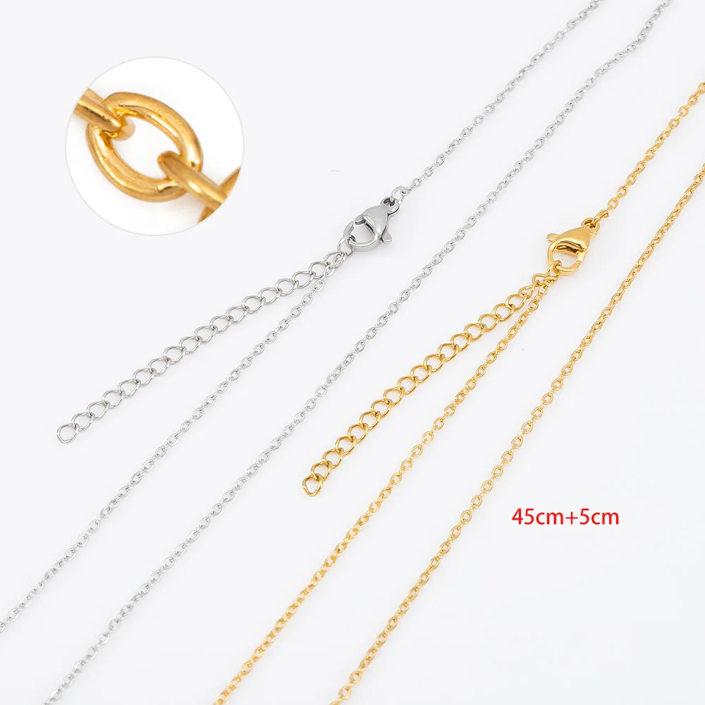 Stainless Steel Semi-Finished Necklace Chain Handmade DIY Double Ring Cross Chain, Collarbone ...