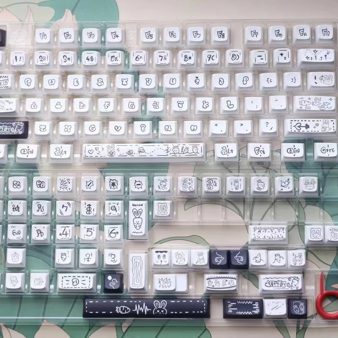 130 Keys Rabbits and Carrots Theme FA Profile Keycaps for Gaming ...