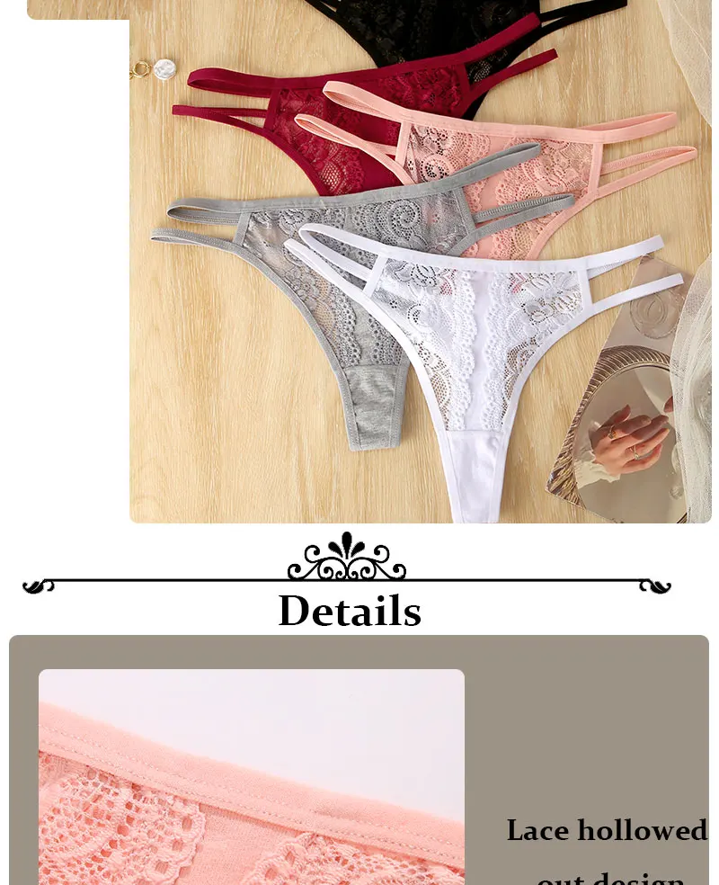 Women's Underwear Sexy Comfortable Lace Thongs Floral Lace Pattern Low ...