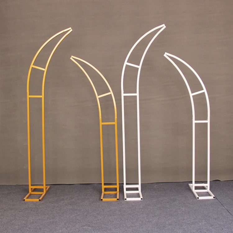 White Gold Metal Wedding Arch Backdrop Stand Birthday Event Party Metal ...