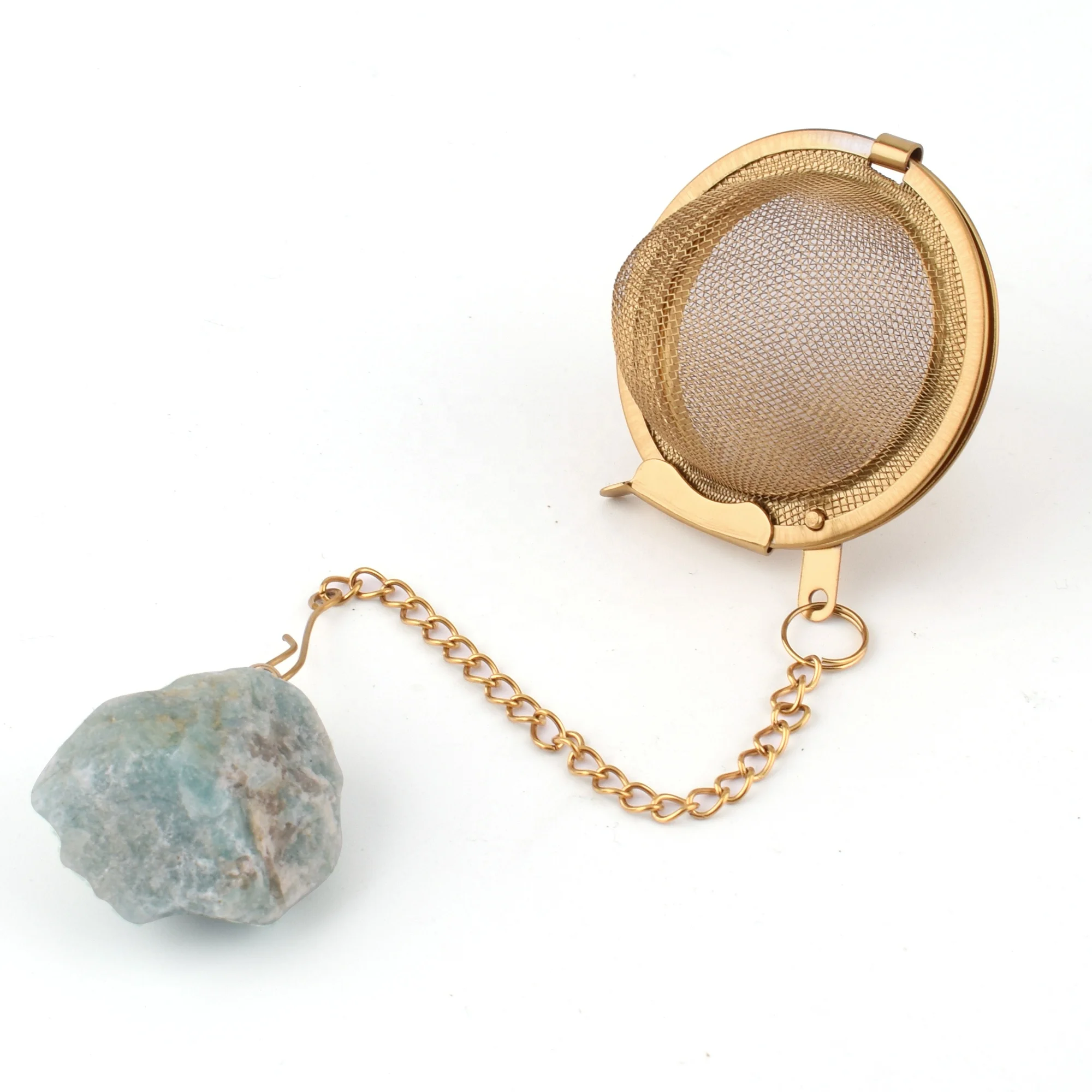 Gold Color Tea Strainer Wire Mesh Infuser Loose Leaf Tea Ball With Raw ...