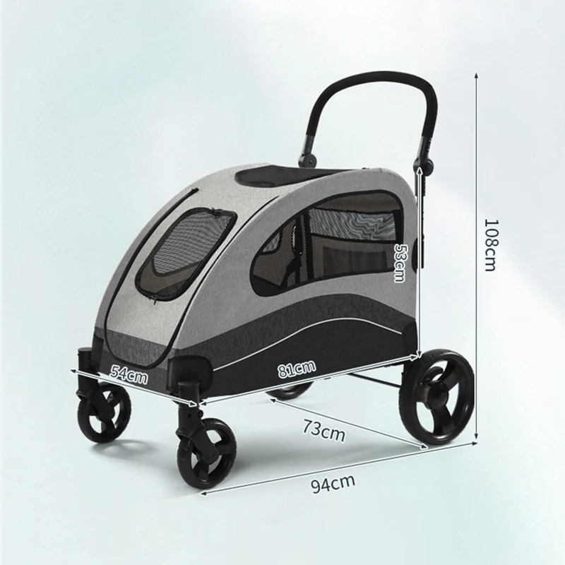 Large Dog Stroller Jogger Pet Stroller Breathable Animal Stroller With ...