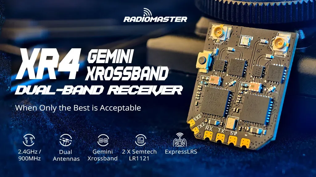 For Radiomaster XR4 Gemini Xrossband Dual-Band T Antenna Receiver for ...