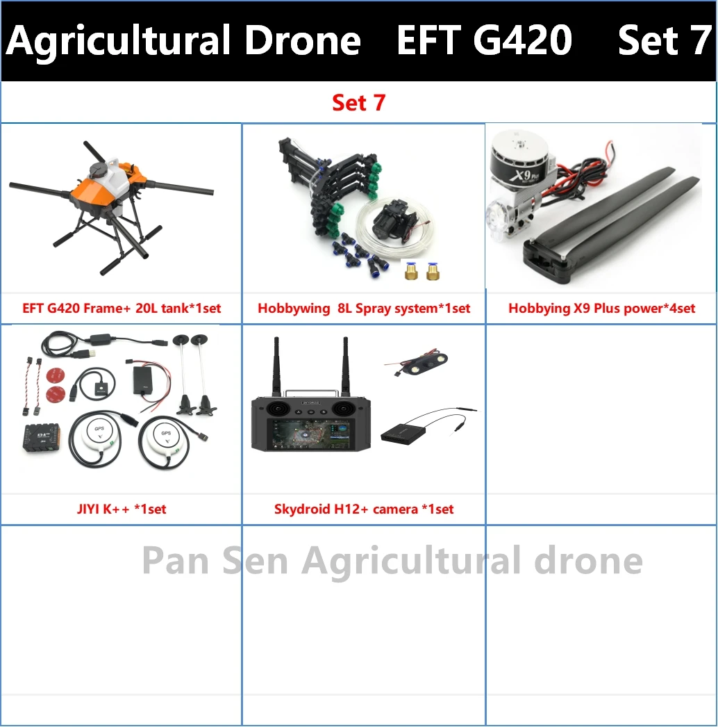 Eft G420 Four-axis 20l 20kg Agricultural Spray Drone Frame Kit Brushless Water Pump With Hobb ...