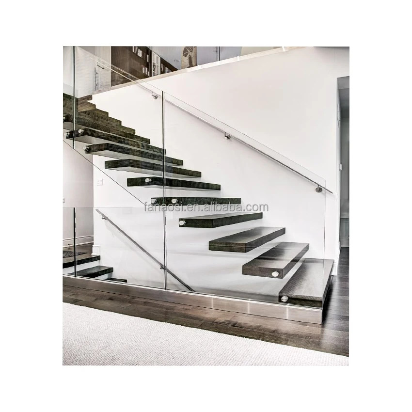 China Modern Stair Floating Straight Stairs Interior Staircase Villa ...