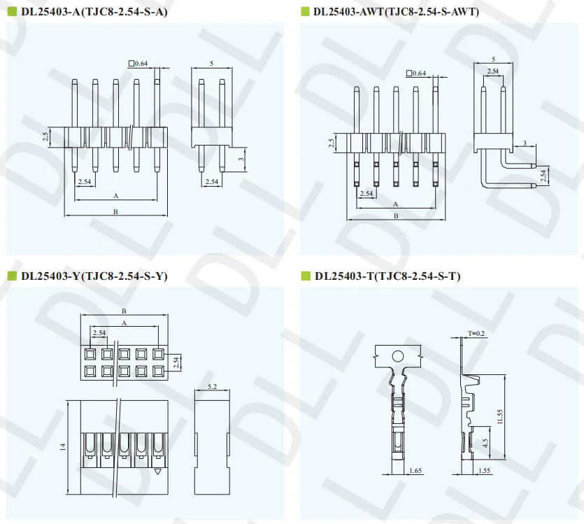 TJC8-2.54-S Series 2.54mm Pitch RF-H20TD-1130 RF-H22TD-1130 RF-H24TD-1130 Wire to Board DIP ...