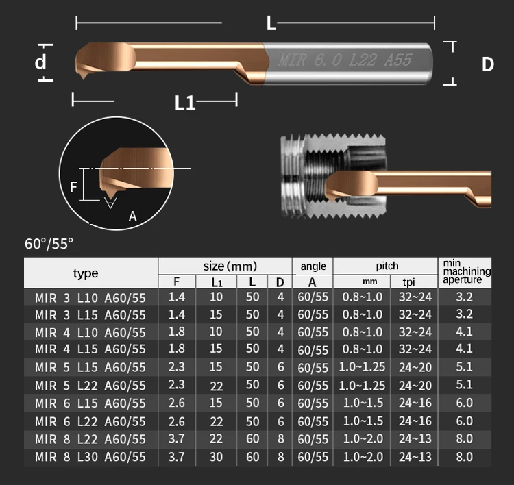 Small Diameter Micro Boring Tool for Lathe Cutter Boring Bar MTR MIR ...