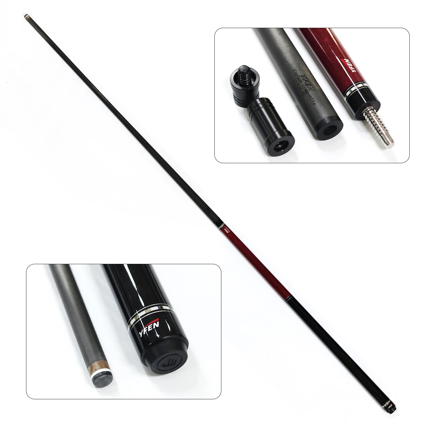 Premium Quality YFEN Black/red Color 3 Pieces 13mm Tip Carbon Fiber 58 ...