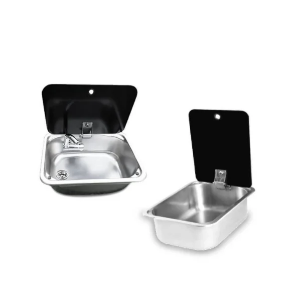 Single Bowl Toughened Glass Above Counter 304 Stainless Steel Camper ...