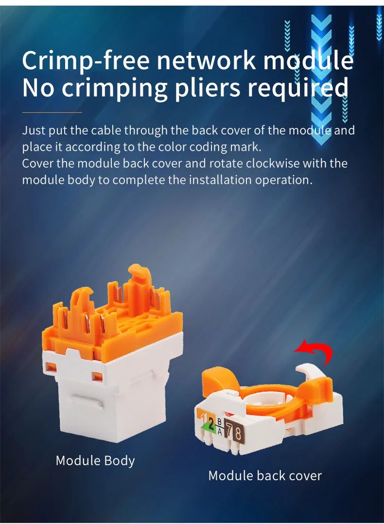 Cat6 Rj45 Keystone Jack, Utp Toolless Connector For Network Cabling - Oem