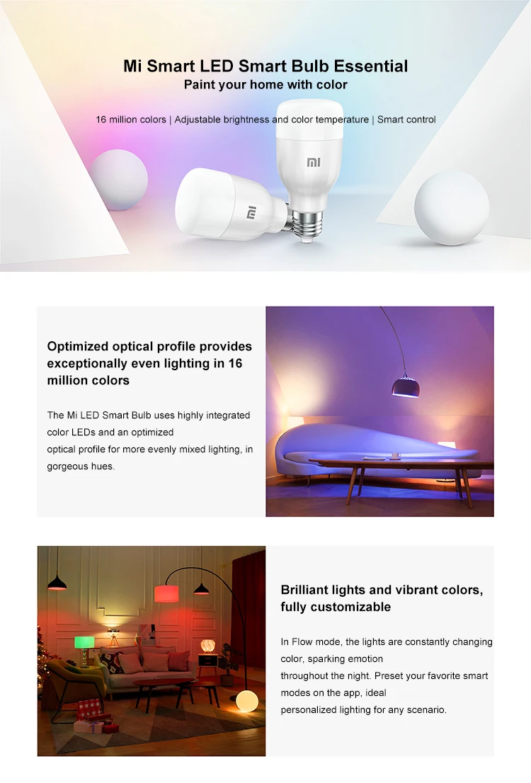 Xiaomi Smart LED Bulb - 950lm RGB, 25000hrs Lifespan