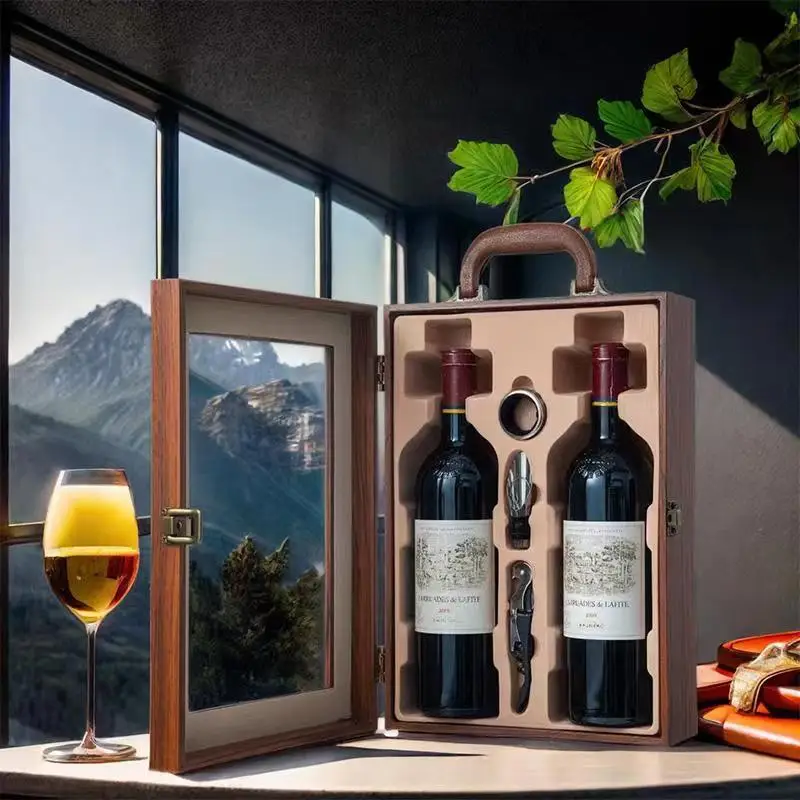 Luxury Leather Wooden Wine Gift Box - Single Bottle Packaging