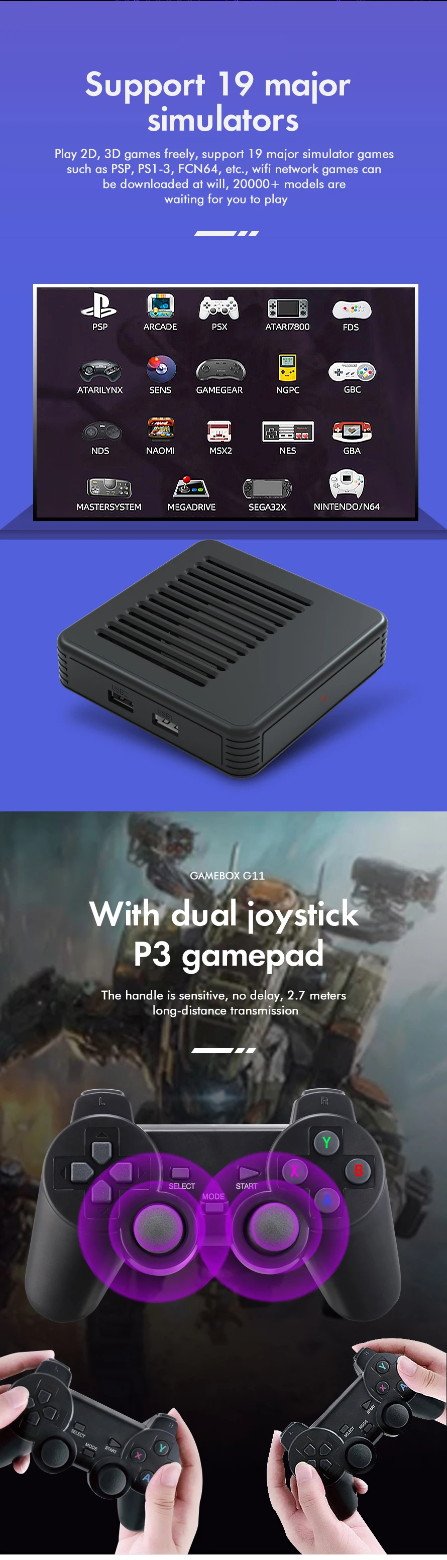 G11 Game Box - 4K Retro Gaming Console with 2.4g Controller