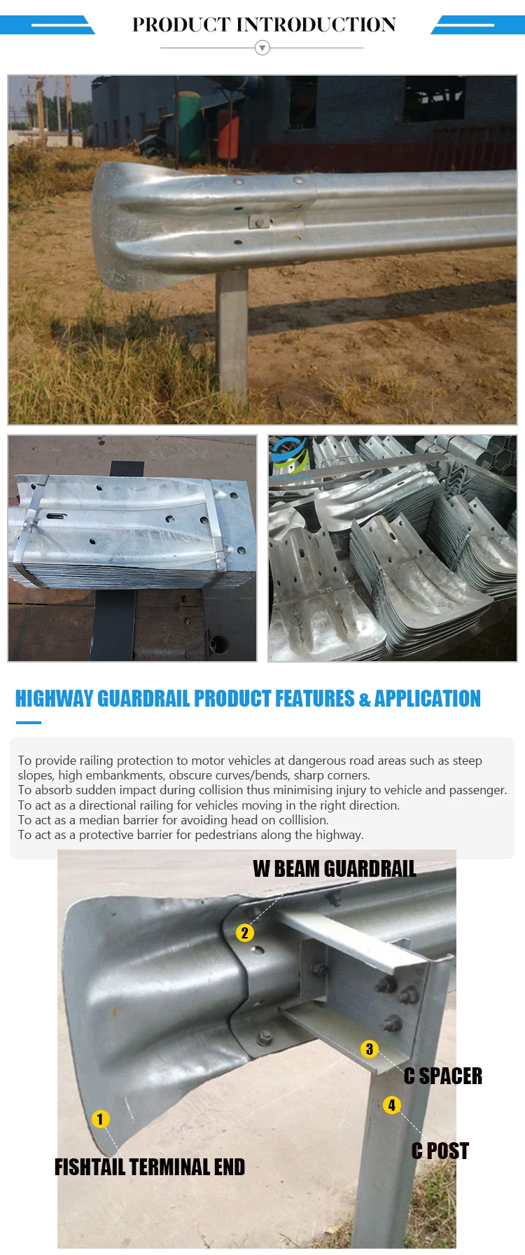 Aashto M180 Standard Galvanized Expressway Traffic Barrier Highway ...