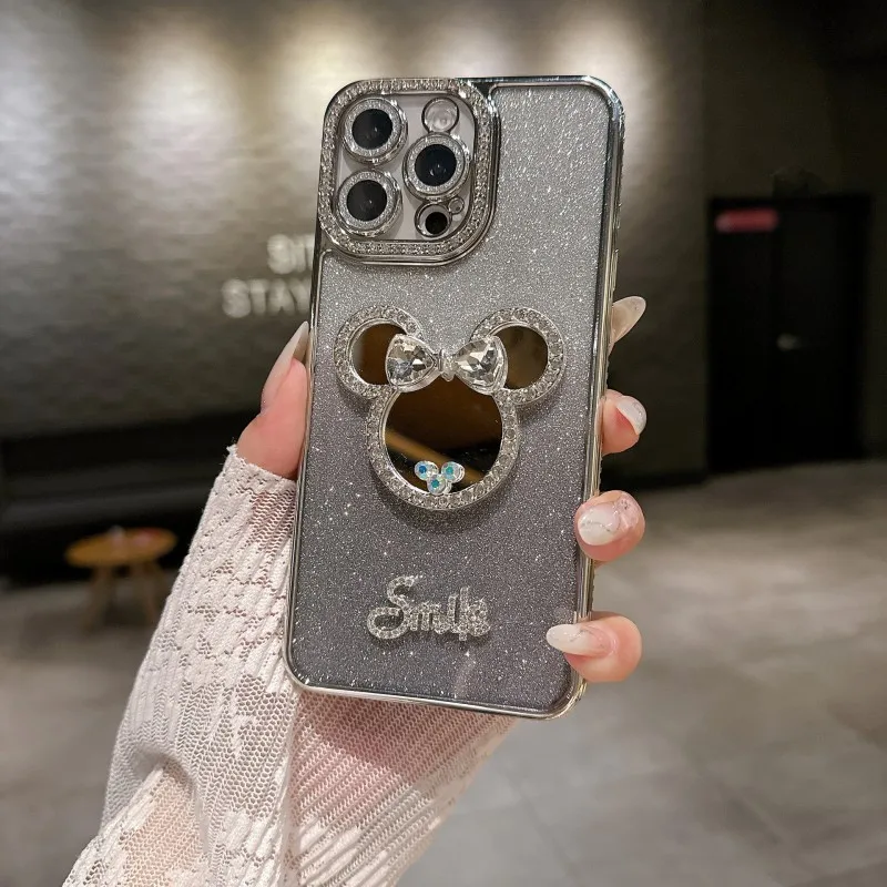 Cute Cartoon Glitter Mirror Phone Case for iPhone 16 Pro Max 15 14 Plus ...